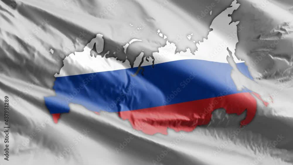 Russian Map on flag. Map of Russia. Russia on Flag. Animated 4k Russian ...