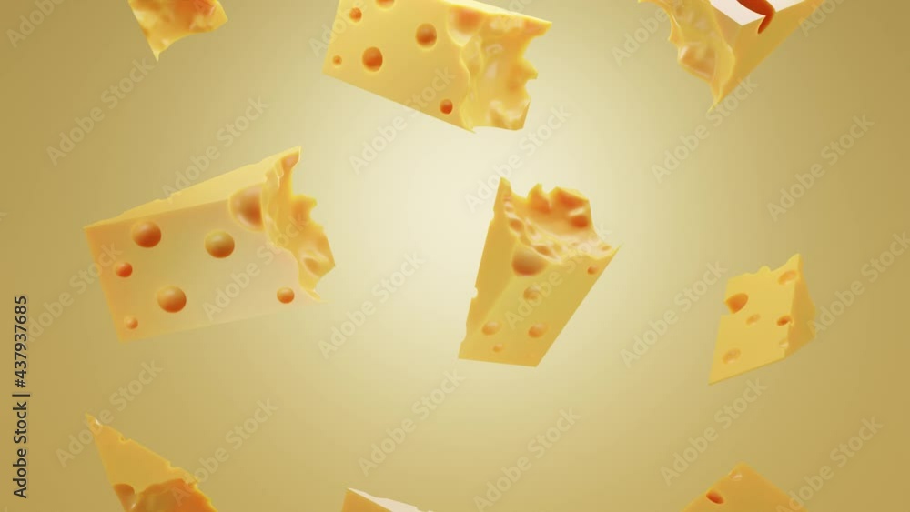 Video Stock Falling pieces of Swiss, Dutch or Italian hard cheese ...