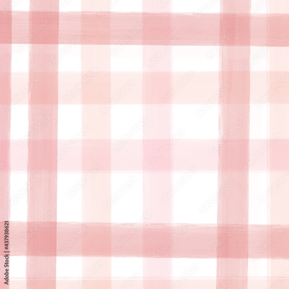 Gingham watercolor style background with soft pastel pink, concept cute ...