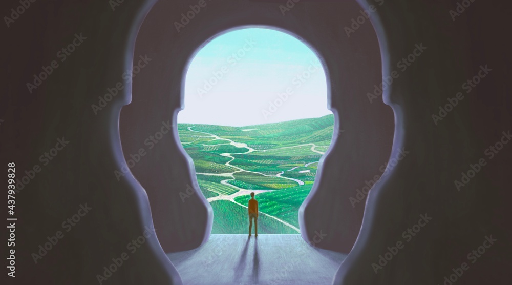 Concept art of nature freedom dream success brain and hope , ambition ...