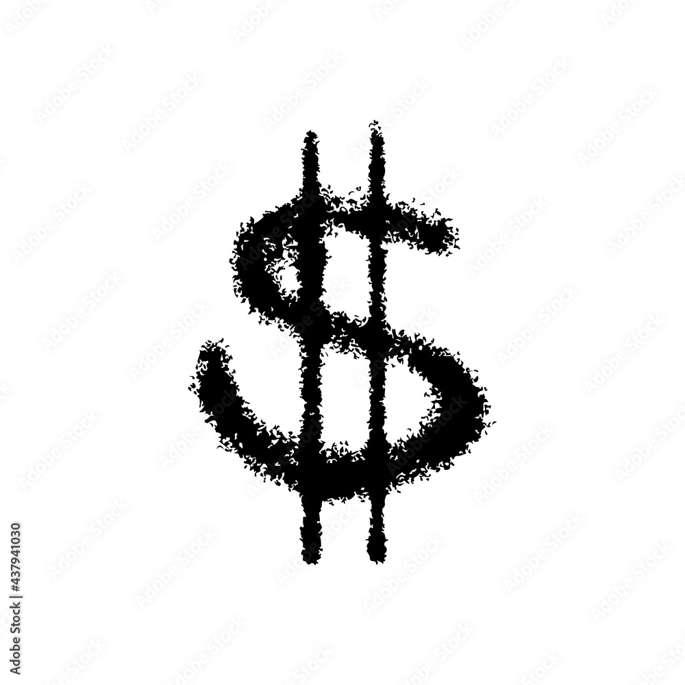 Dollar sign icon. Black silhouette. Vector simple flat graphic hand ...