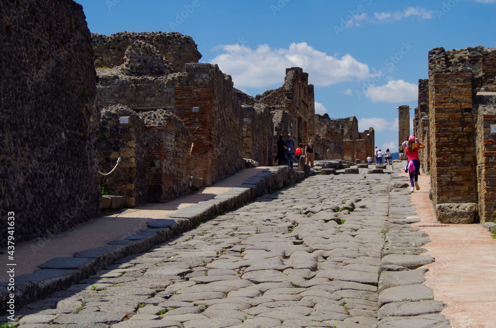 Famous landmark of ancient and historic city temple ruins with columns ...