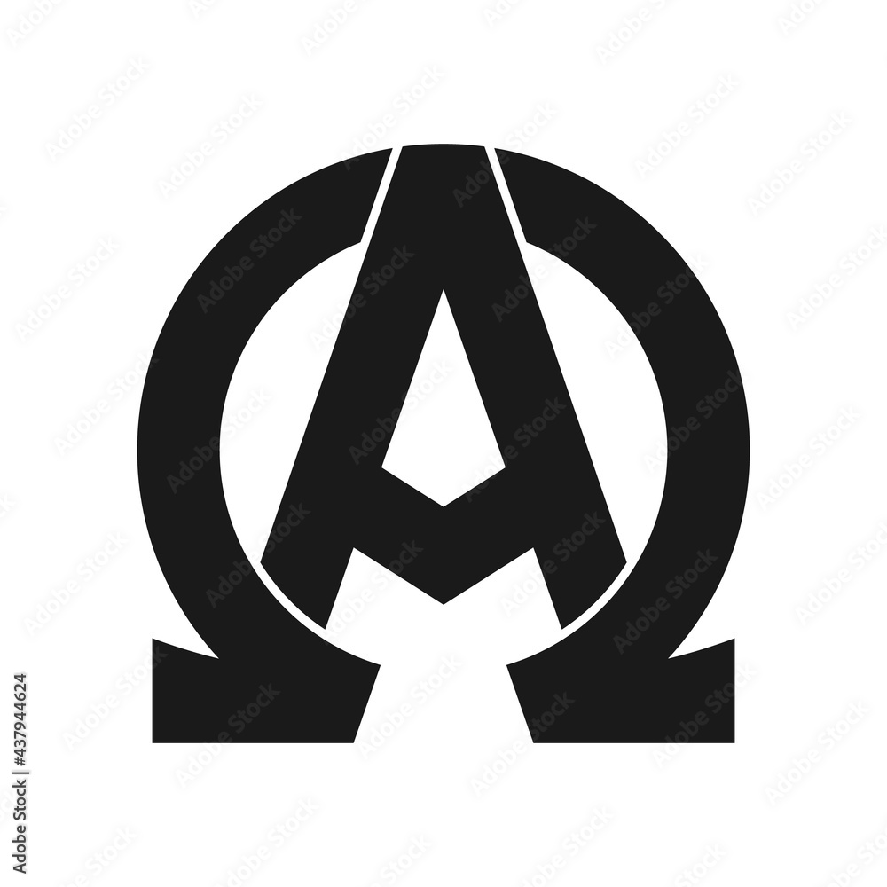 Alpha and omega symbol glyph icon. Clipart image isolated on white ...