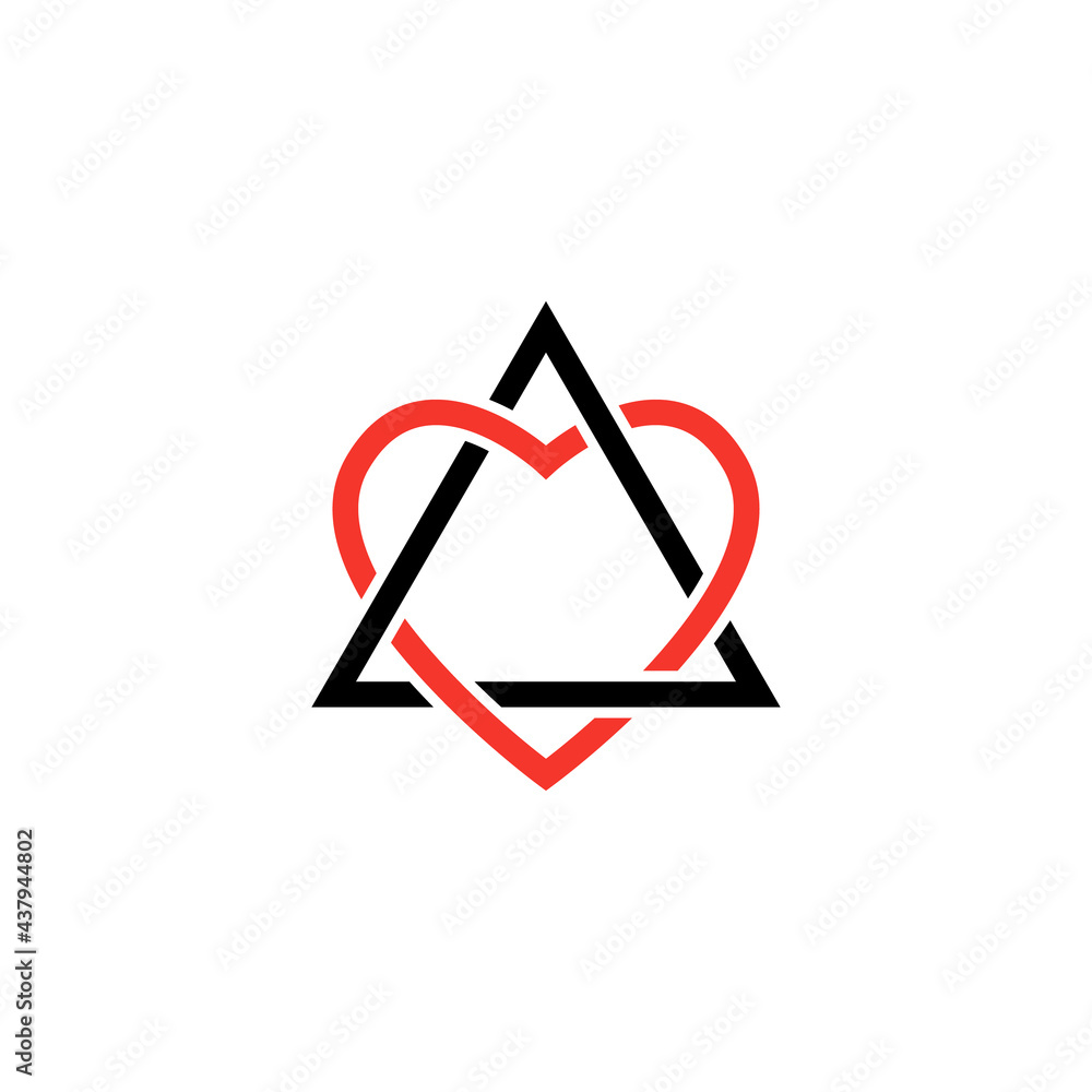 Triangle heart adoption symbol glyph icon. Clipart image isolated on ...
