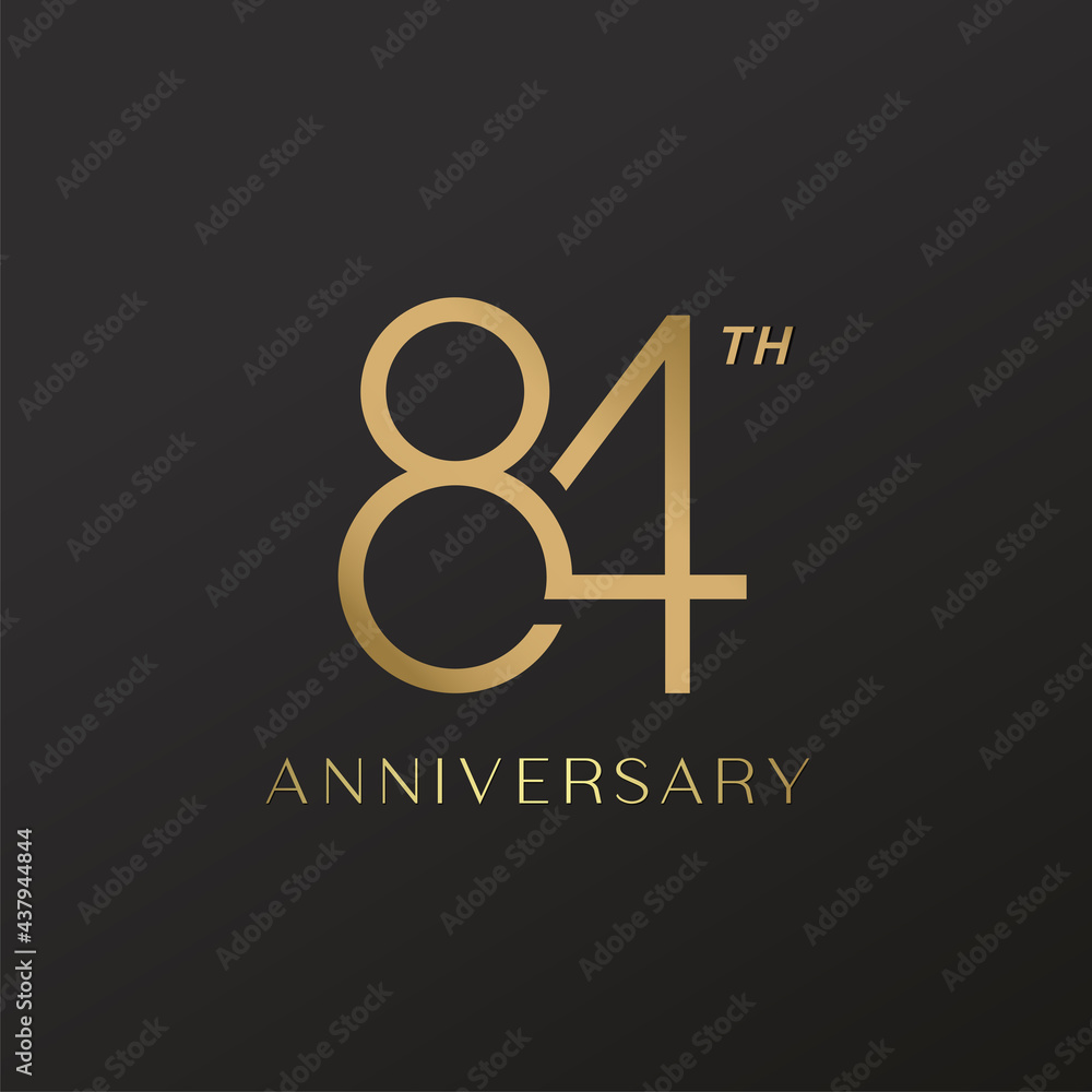 84th anniversary celebration logotype with elegant number shiny gold ...