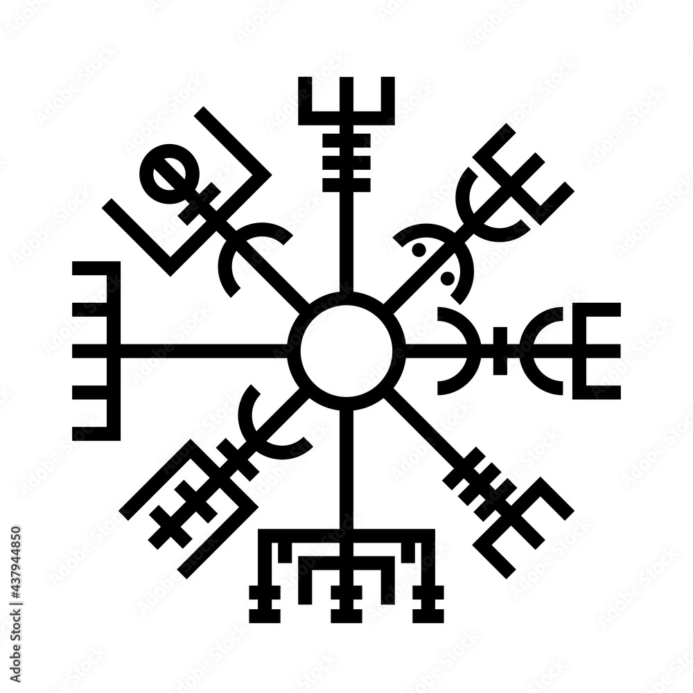 Vegvisir Viking Compass line icon. Clipart image isolated on white ...