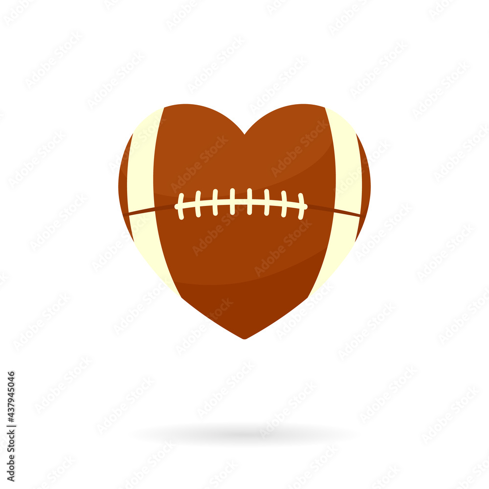 Heart shaped football icon. Clipart image isolated on white background ...
