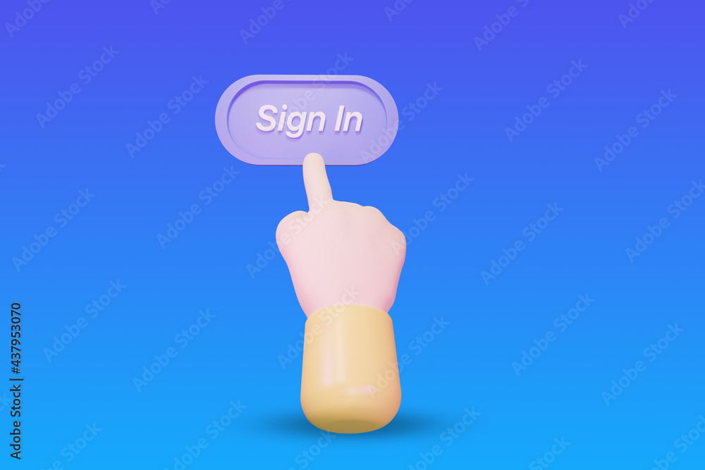 Sign In 3d hand render Stock Illustration | Adobe Stock