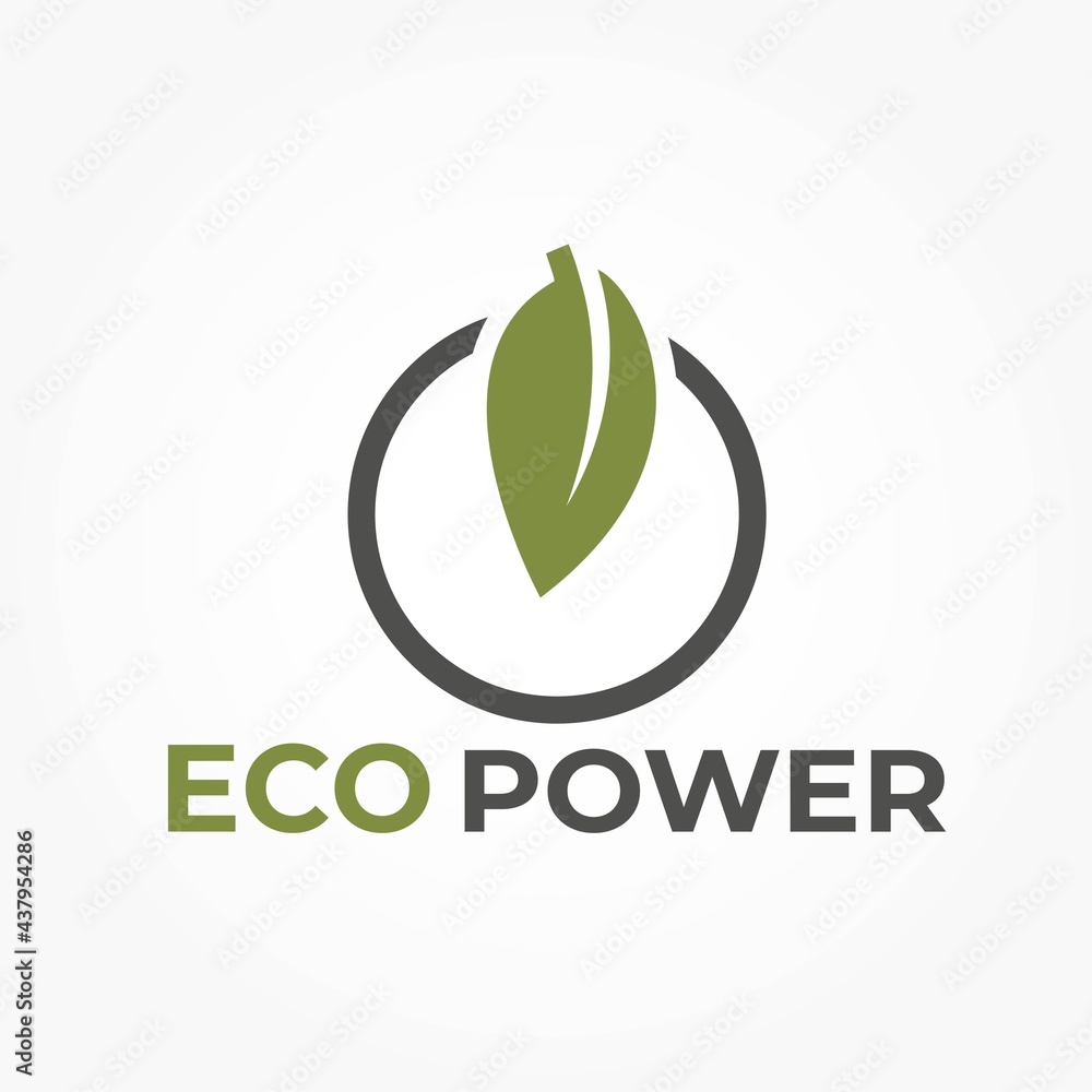 eco power logo. power switch button icon. eco friendly, sustainable and ...