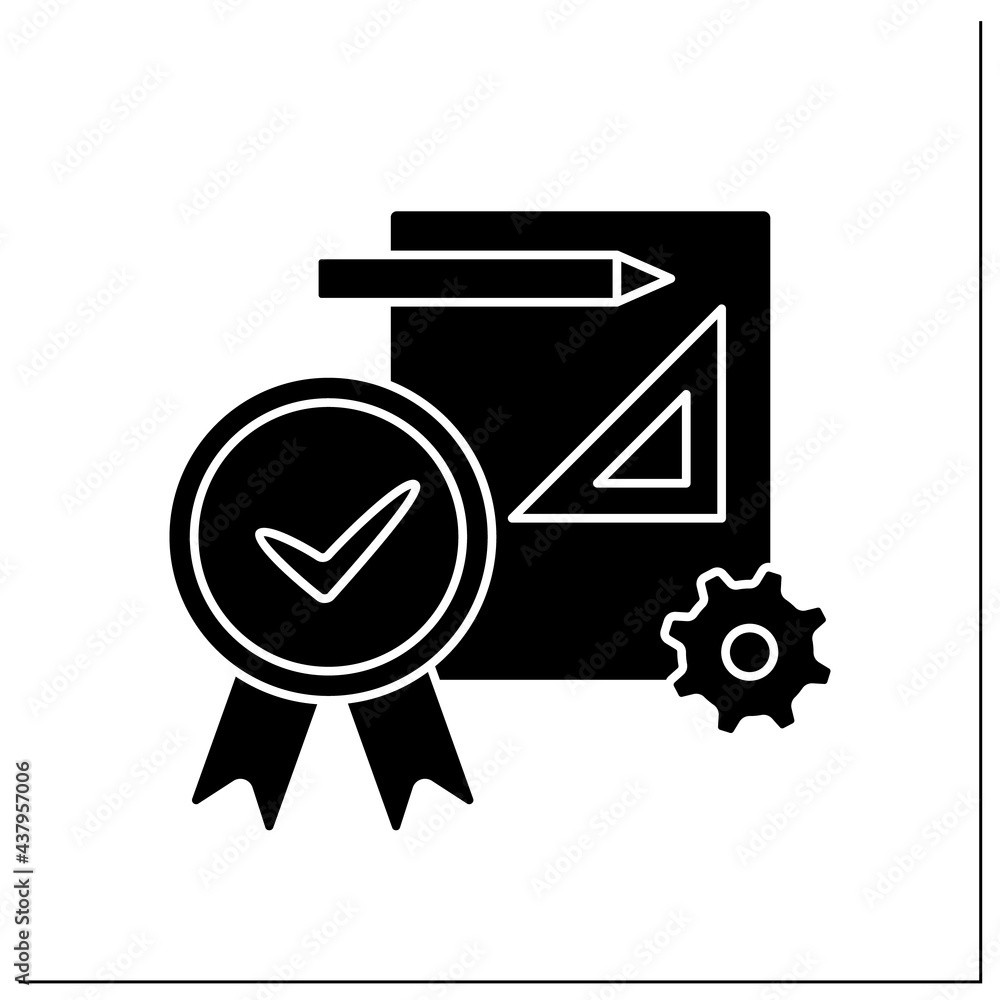 Approve project glyph icon. Preparation, submittal, and approval of ...