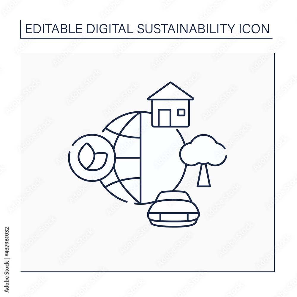 Environment line icon. World around. Physical and chemical forces ...