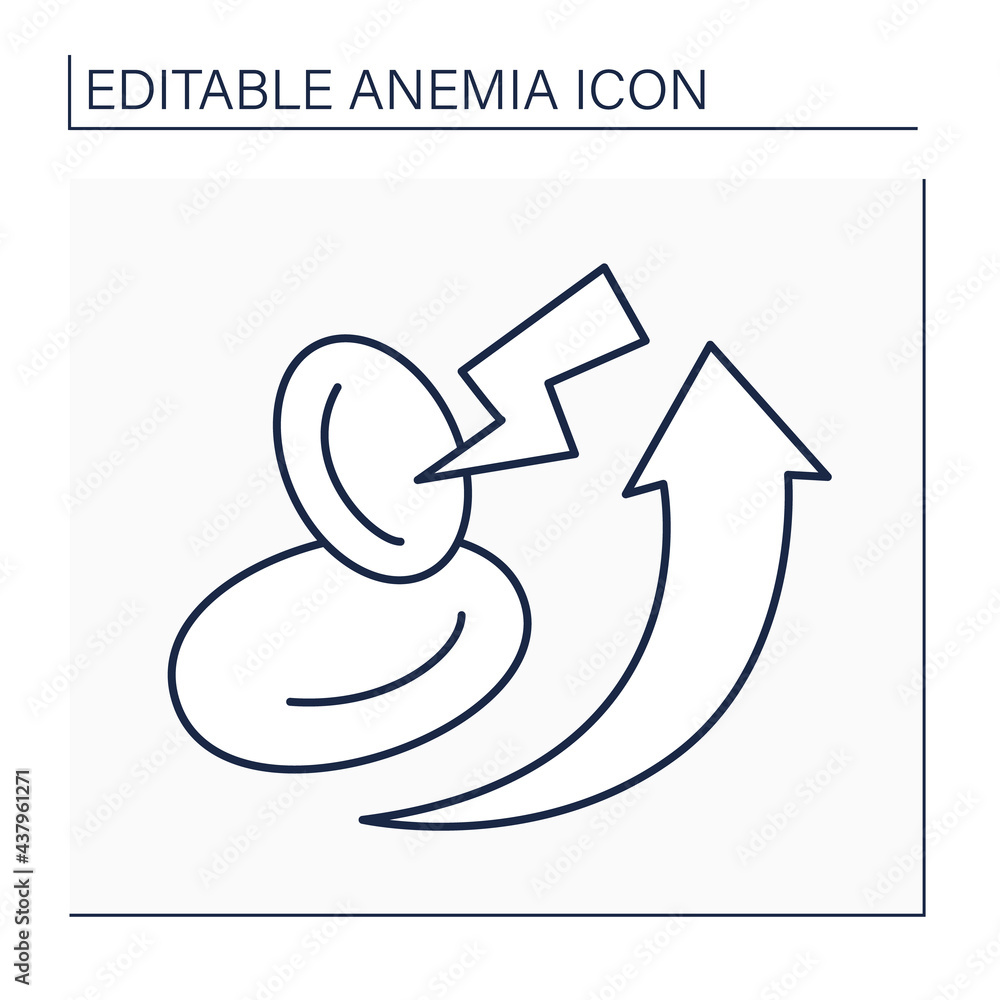 Anemia line icon. Disease symptoms. High rates of red blood cell ...