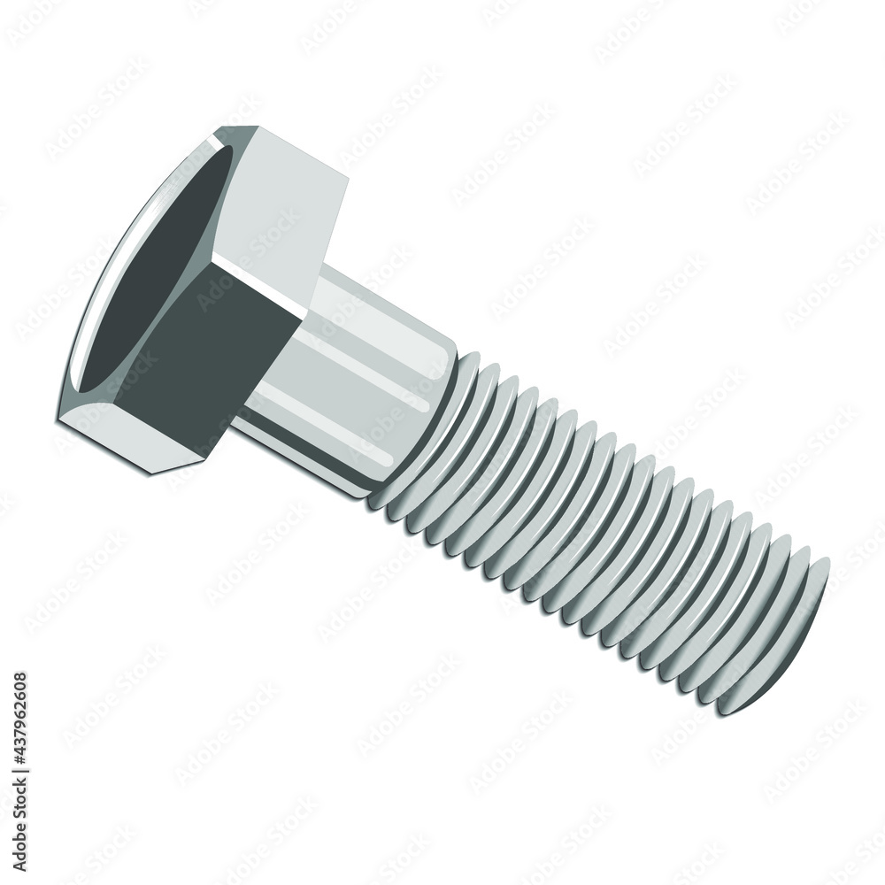 vector illustration of a galvanized metal bolt. isolated vector object ...