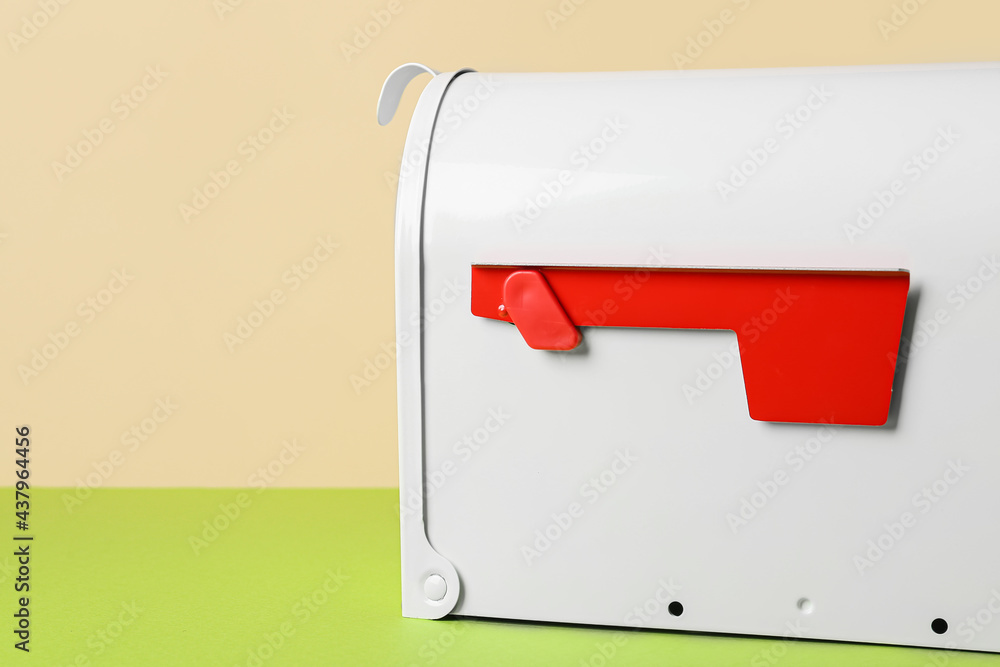 Mail box on color background, closeup Stock Photo | Adobe Stock