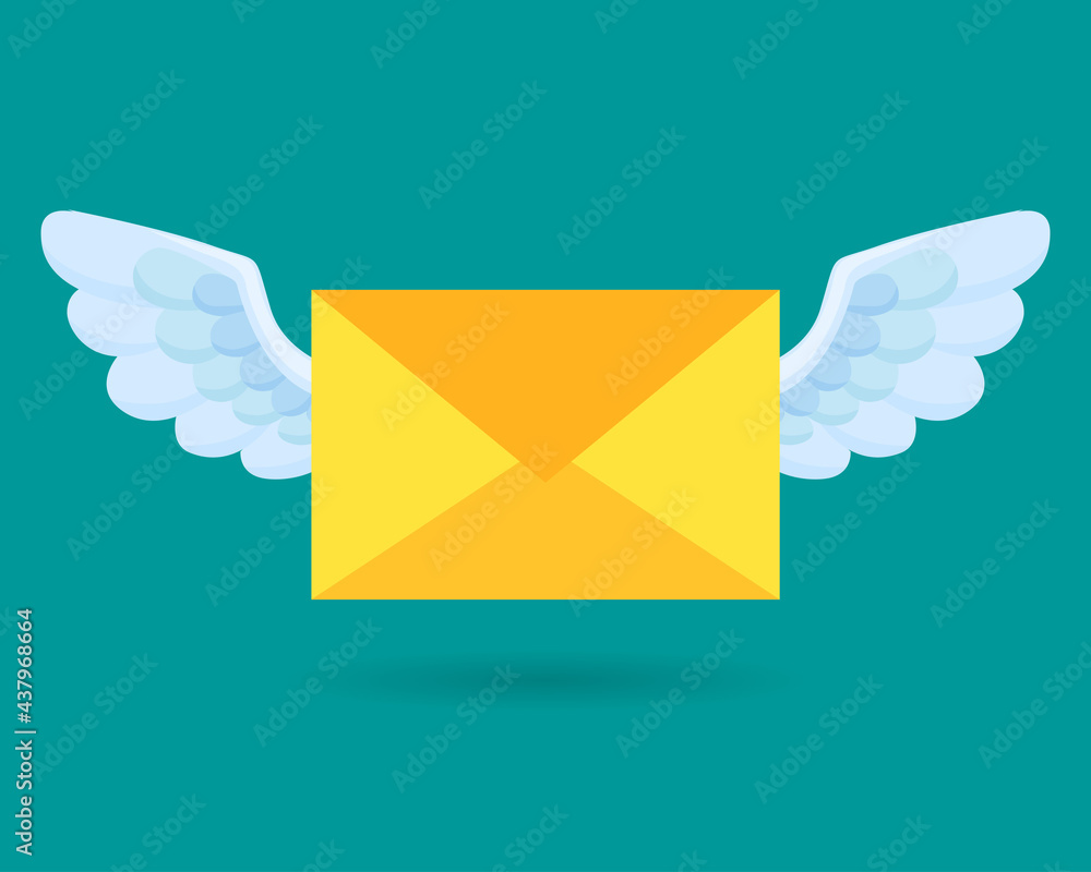 Flying email icon. Envelope. Mail and messaging icon with wings Stock ...