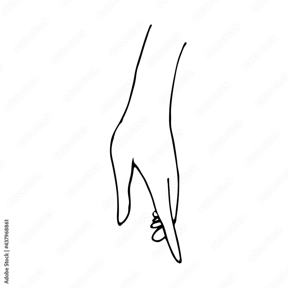 Linear hand drawing for logo and design. Women's hands. Black and white ...