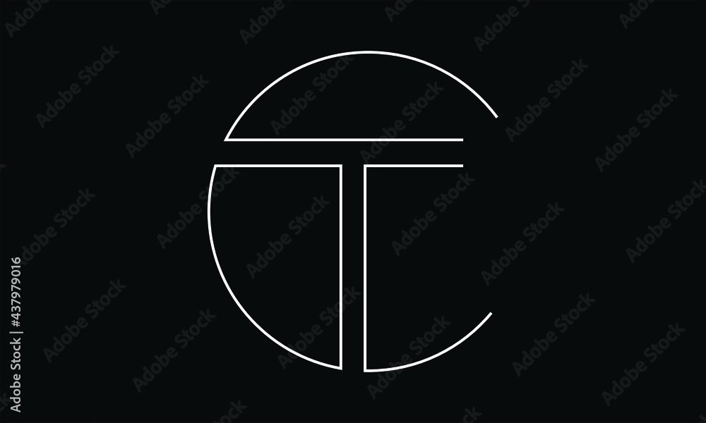 Stockvector CT/TC logo, CT/TC stylish letter logo design in white color ...