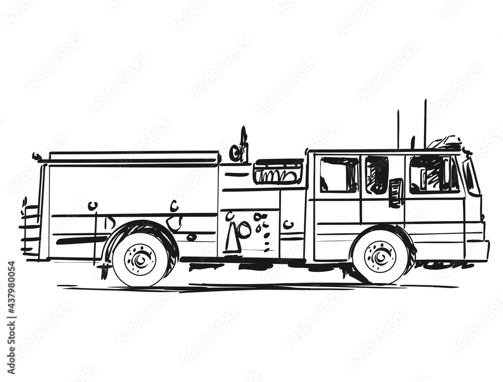 fire truck illustration drawing storyboard Stock Illustration | Adobe Stock
