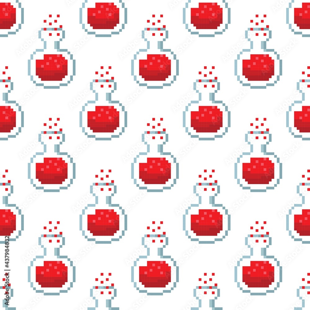 Potion pattern pixel art. Seamless pattern. Pixel art potion pattern ...
