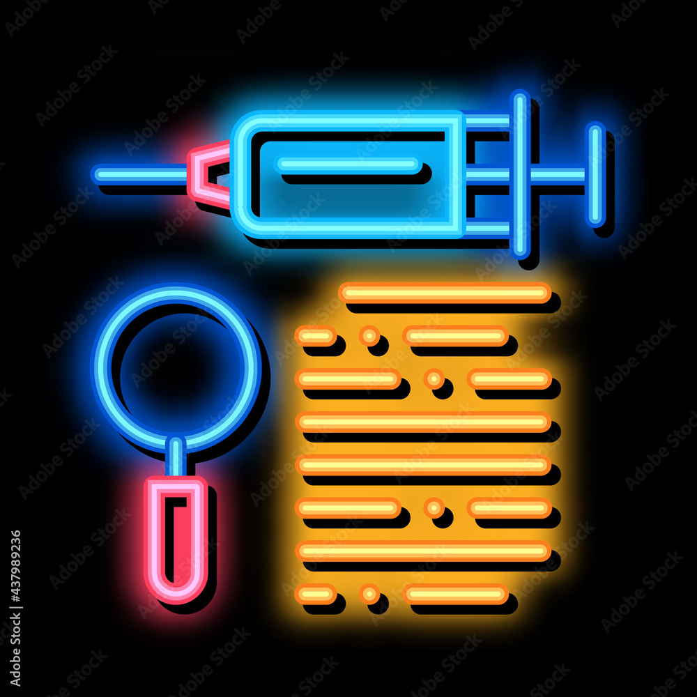 study of action of injection neon light sign vector. Glowing bright ...