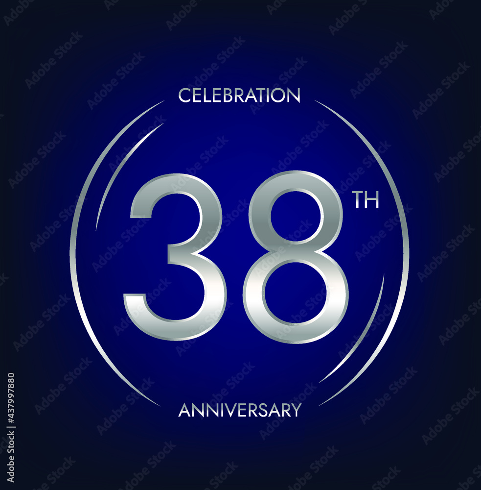 38th anniversary. Thirty-eight years birthday celebration banner in ... 38th anniversary. Thirty-eight years birthday celebration banner in ...