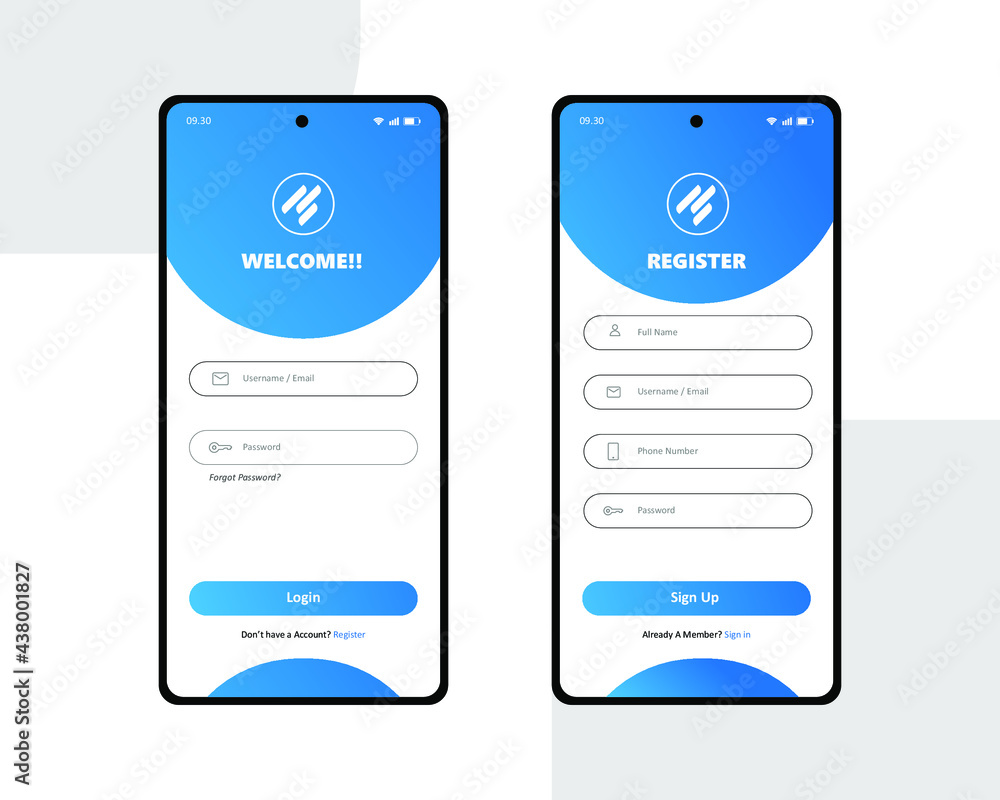 Vetor de Clean Smartphone User Interface App Login Page Design ...