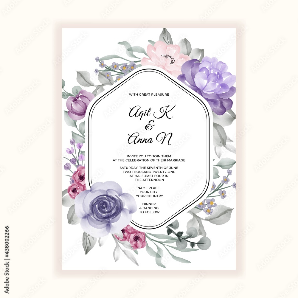 beautiful flower frame for wedding invitation Stock Vector | Adobe Stock