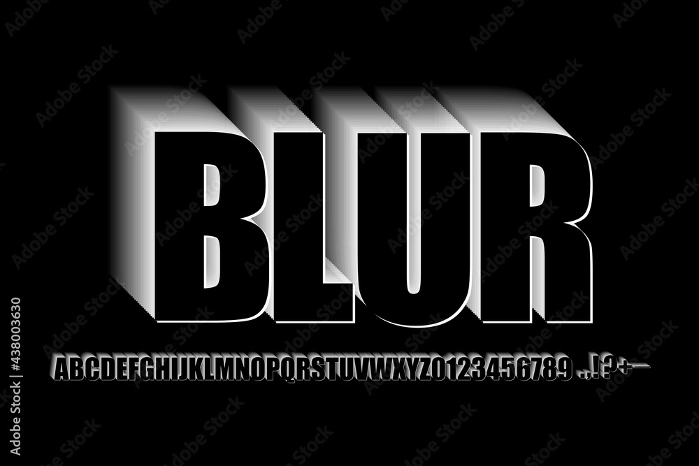 Blur alphabet in modern style. Trendy retro style. Graphic display ...