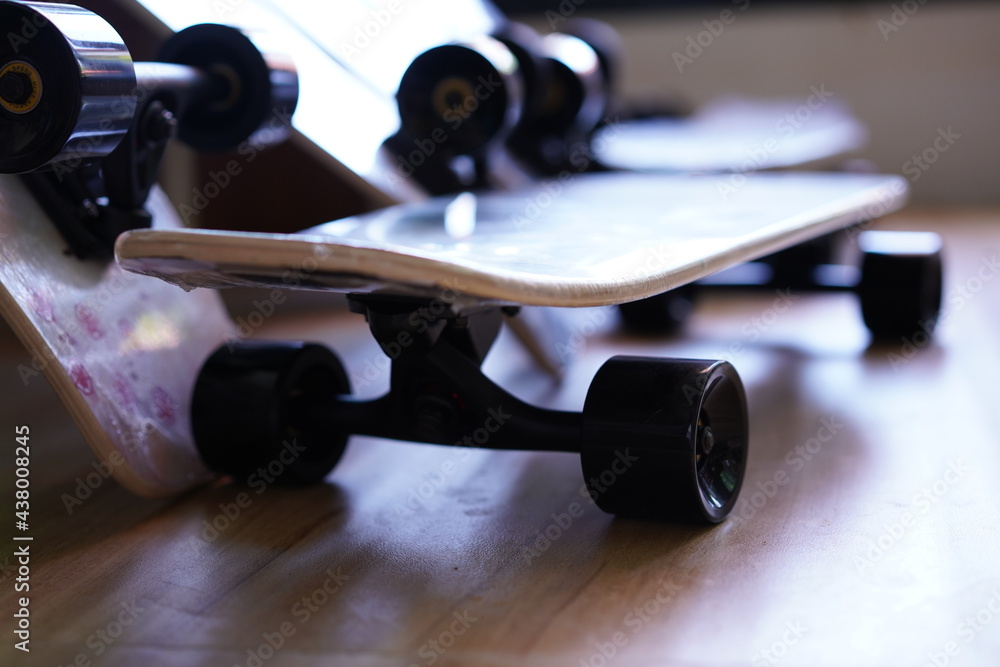 Surf Skate, extreme sport with four wheels on board sliding on street ...