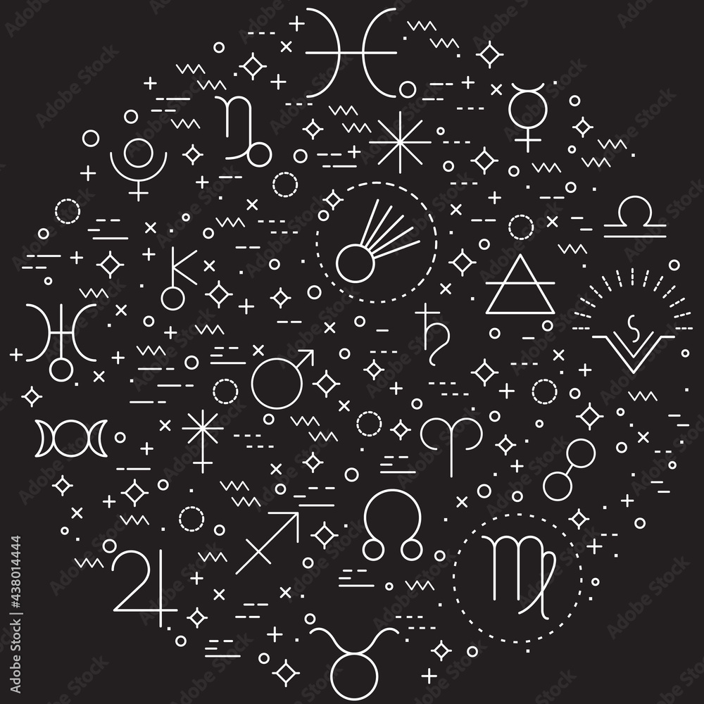Simple Set of Astrology and zodiac sign Related Vector Line ...