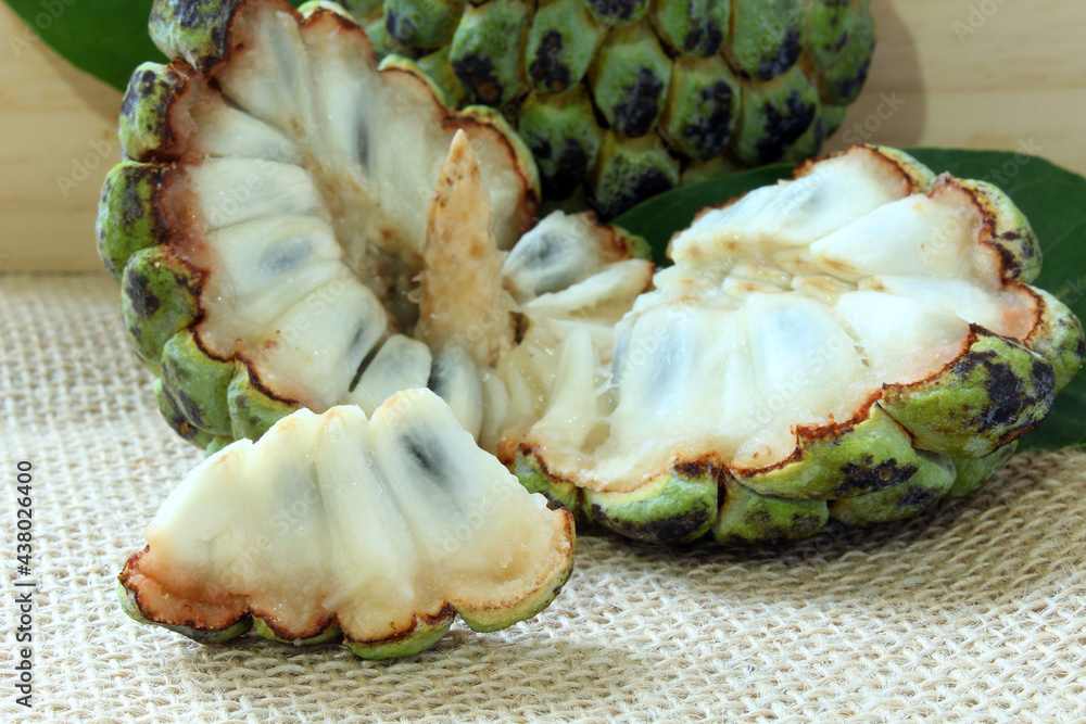 Annona squamosa fruit also known as "Pinha" or "Fruta do Conde" in ...
