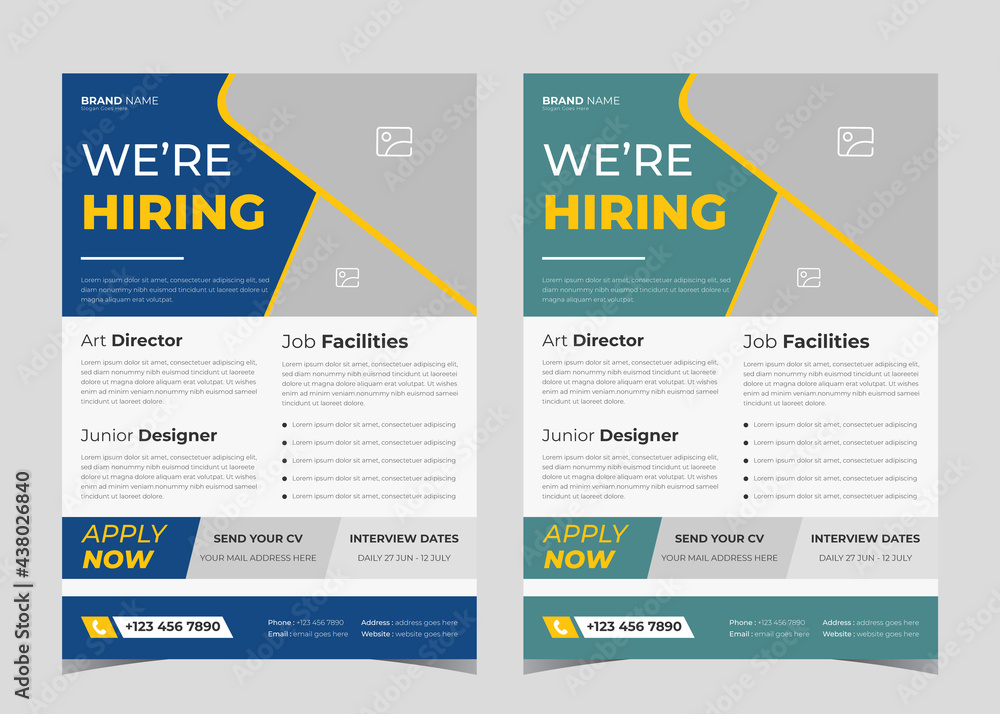 We are hiring flyer design. Job offer leaflet template. Job vacancy ...