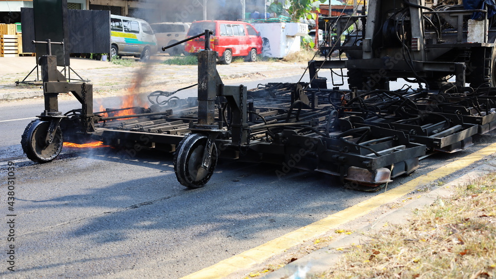 Close up Panel heating machine on street. Heating system of an outdoor ...