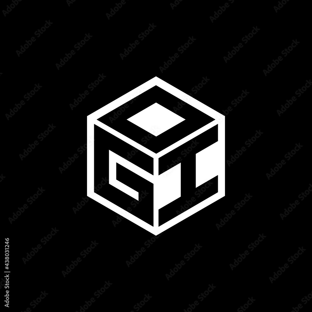 Vettoriale Stock GIO letter logo design with black background in ...