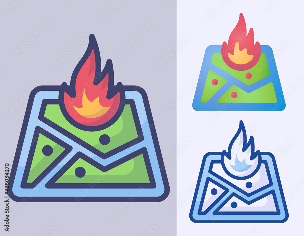 Fire Location icon cartoon vector Illustration Stock Vector | Adobe Stock