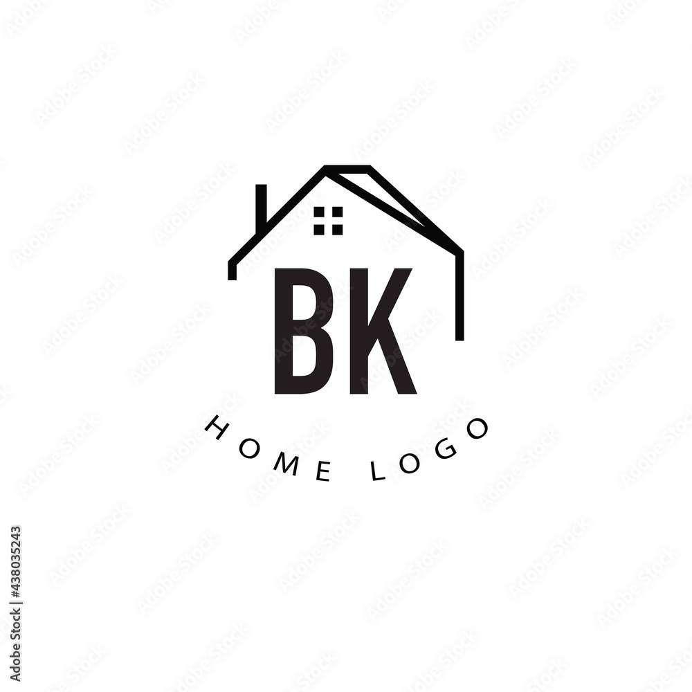 Initial Letter BK Home Creative Logo Design Template. Home template logo company Stock Vector ...
