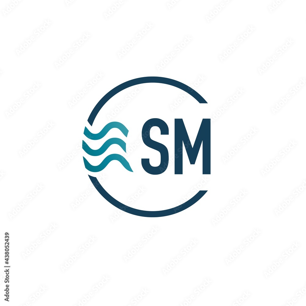 Initial Letter SM Water Creative Logo Design Template. Water template ...