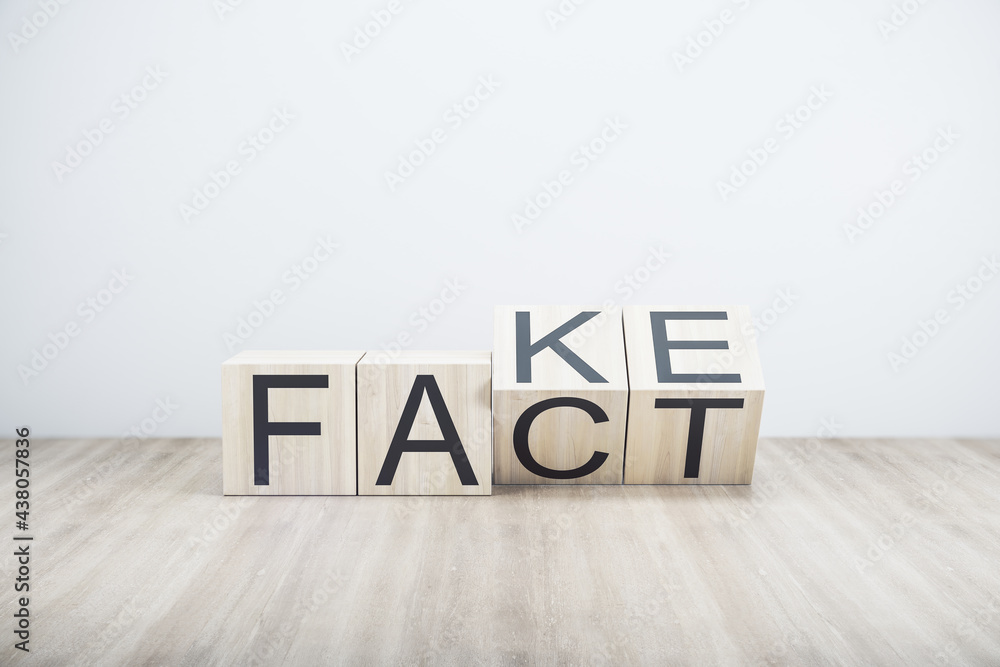 Creative wooden blocks with letters forming words Fact and Fake on ...