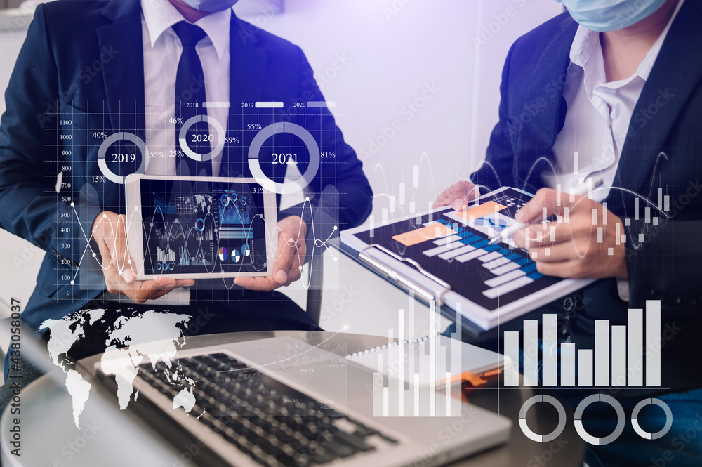 Data Management System with Business Analytics concept. business team ...