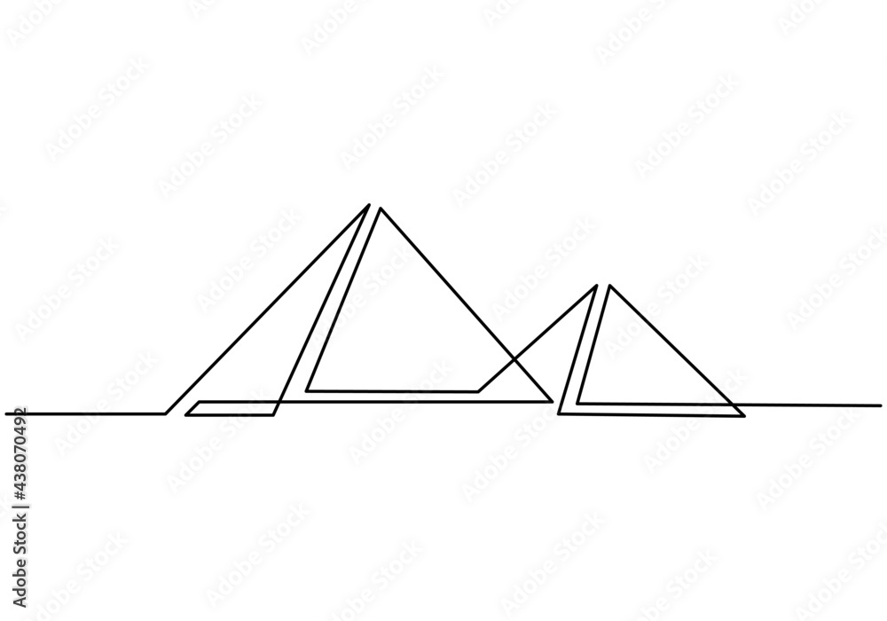 Continuous line of pyramid buildings. One single line of city buildings ...