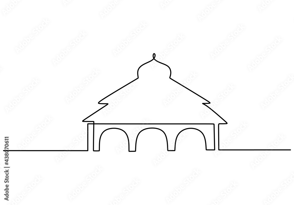 Mosque continuous one line drawing vector minimalist design. islamic ...