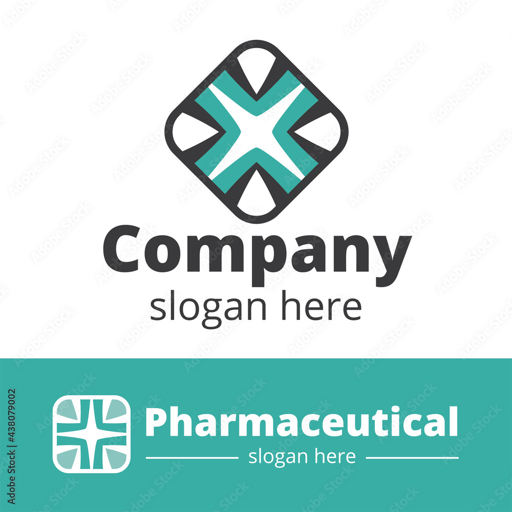 Editable logotype for company. Set of icons for pharmaceutical concept ...