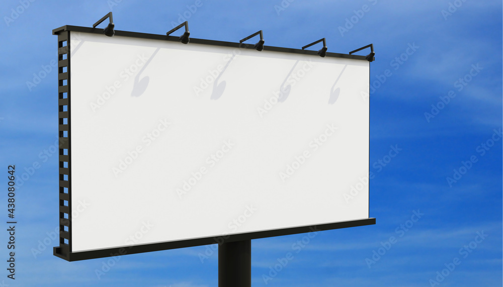 simple 3d render billboard board with sky background mockup template ...