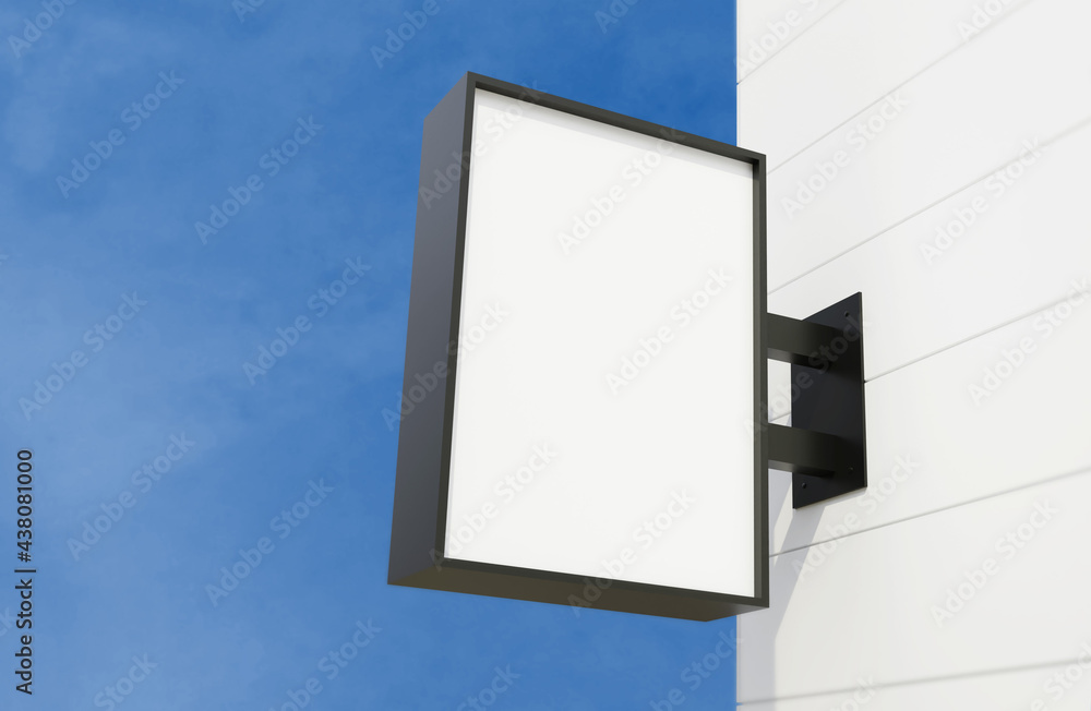 minimalist box coffee sign board logo mockup 3d rendering illustration ...