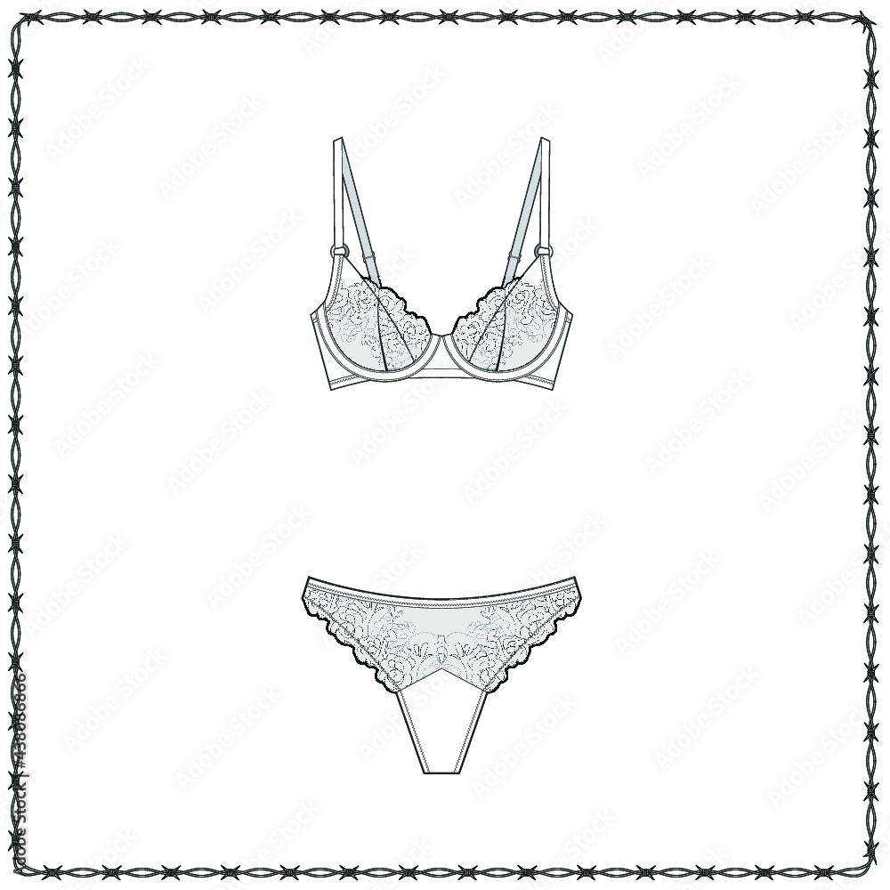 women's lingerie editable fashion flat sketch for creating new designs ...