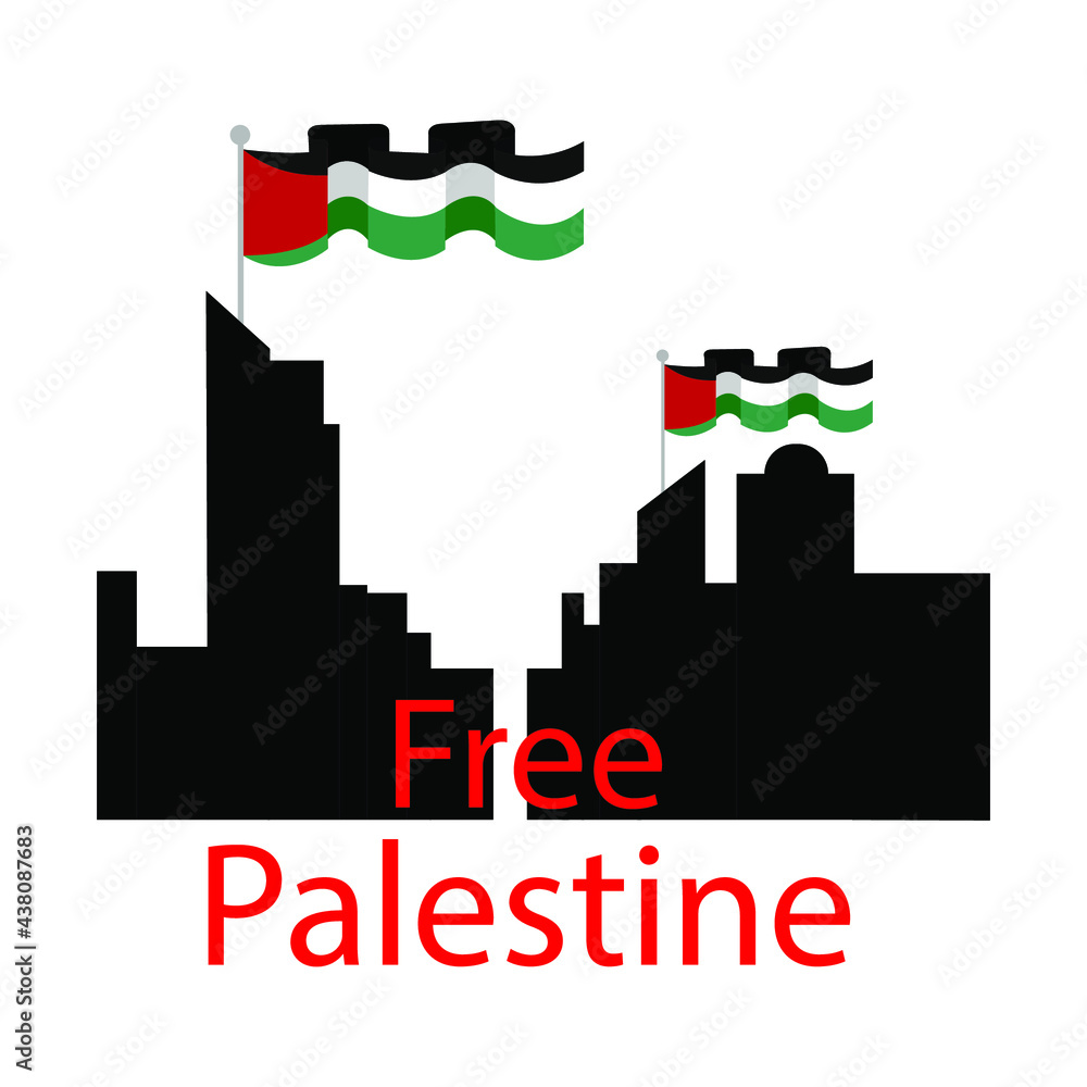 Save Palestine concept vector illustration. Stop war. Free Palestine ...
