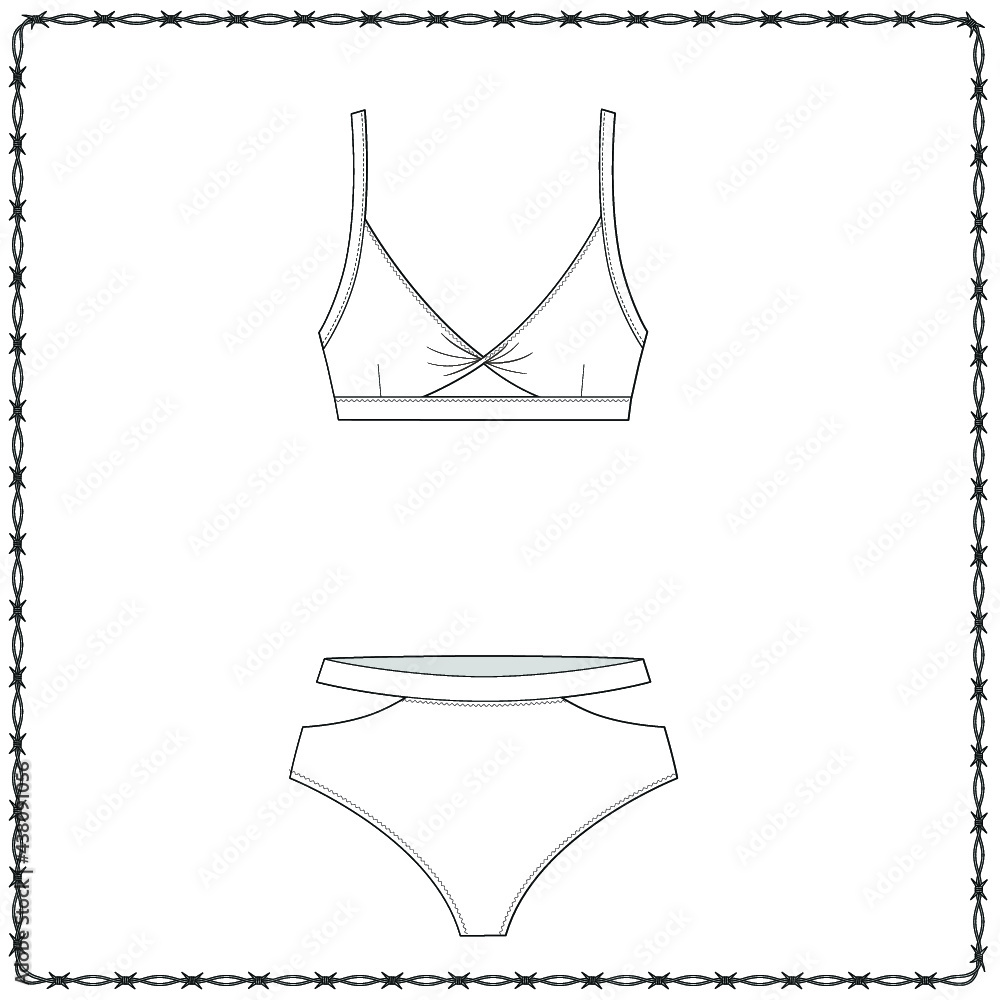 women's lingerie editable fashion flat sketch for creating new designs ...