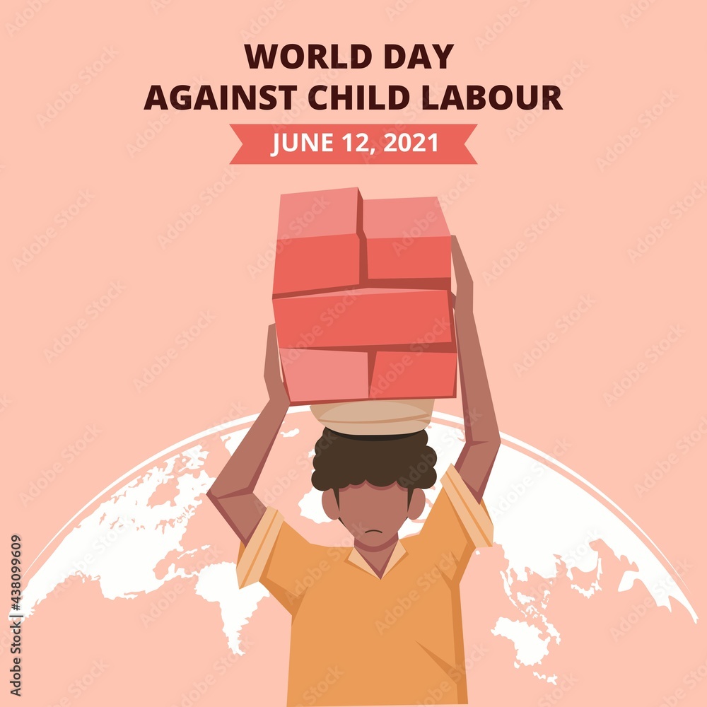 World day against child labour background with children working in a ...