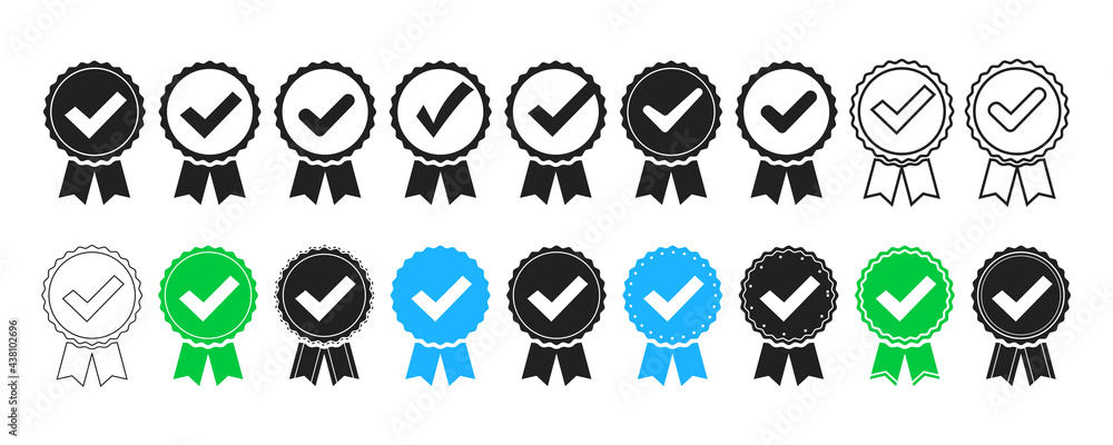 Approved on green background. Quality guarantee symbol. Check mark sign ...