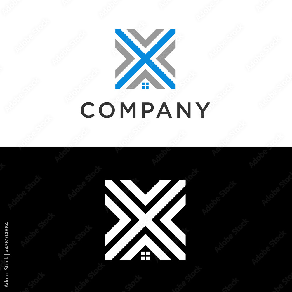 Simple Real Estate Logo. Letter X Linear Style House Symbol isolated on ...